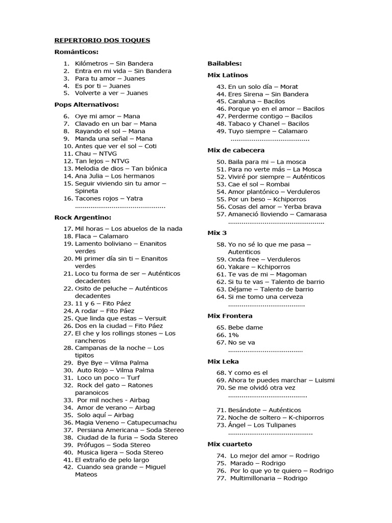 Repertorio Oficial 1 | PDF | Músicos | Grupos musicales
