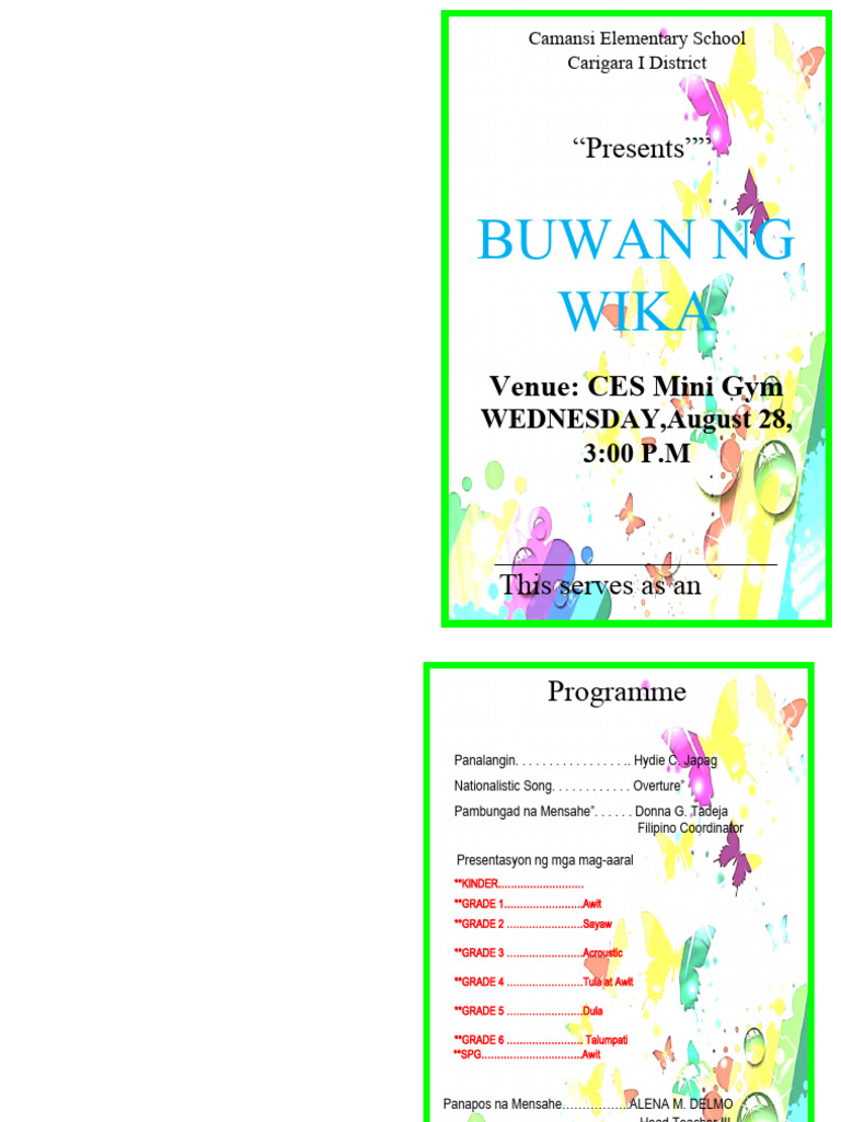 PROGRAMME Filipino | PDF | Sports & Recreation