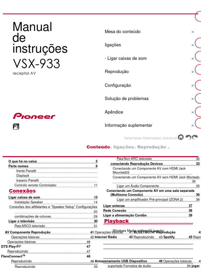 Manual VSX 933.portugues | PDF | USB | HDMI