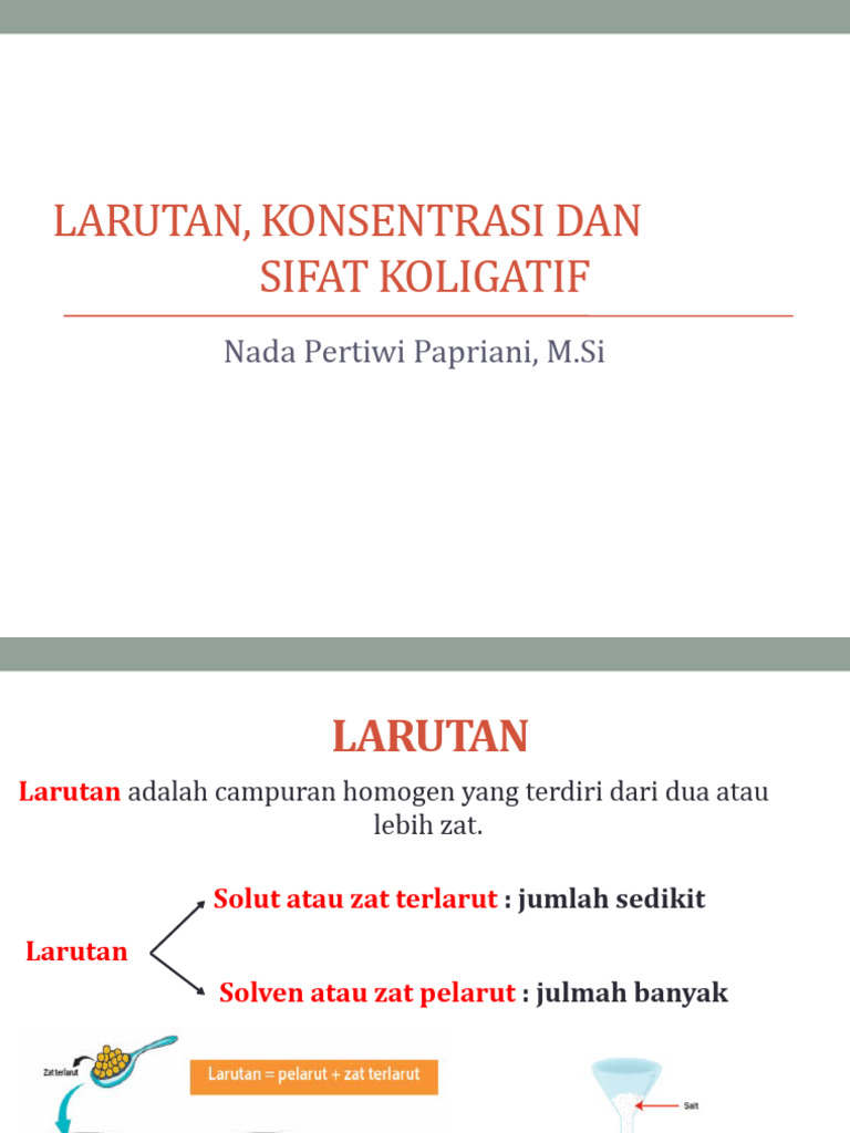 Larutan, Konsentrasi Dan Sifat Koligatif | PDF