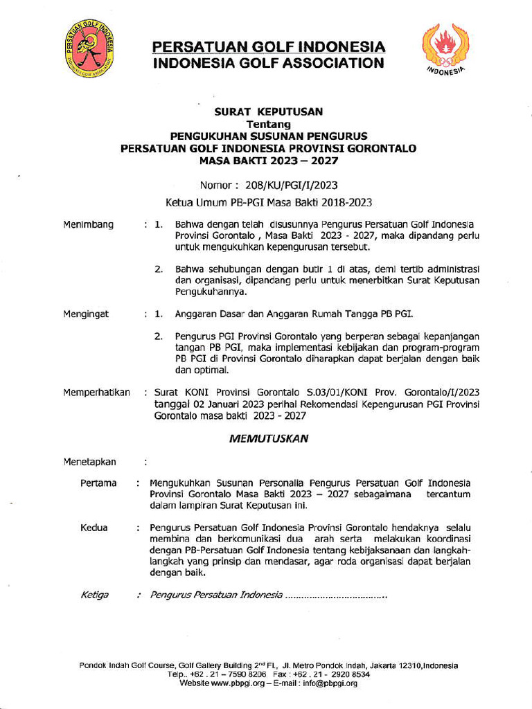 SK 208 Provinsi Gorontalo 2023 2027 - 20230126 - 0001 | PDF