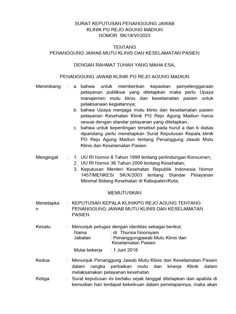 Contoh Format SK | PDF