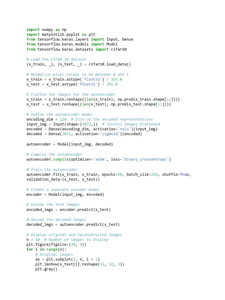 CIFAR-10 Autoencoder with Keras | PDF | Applied Mathematics ...
