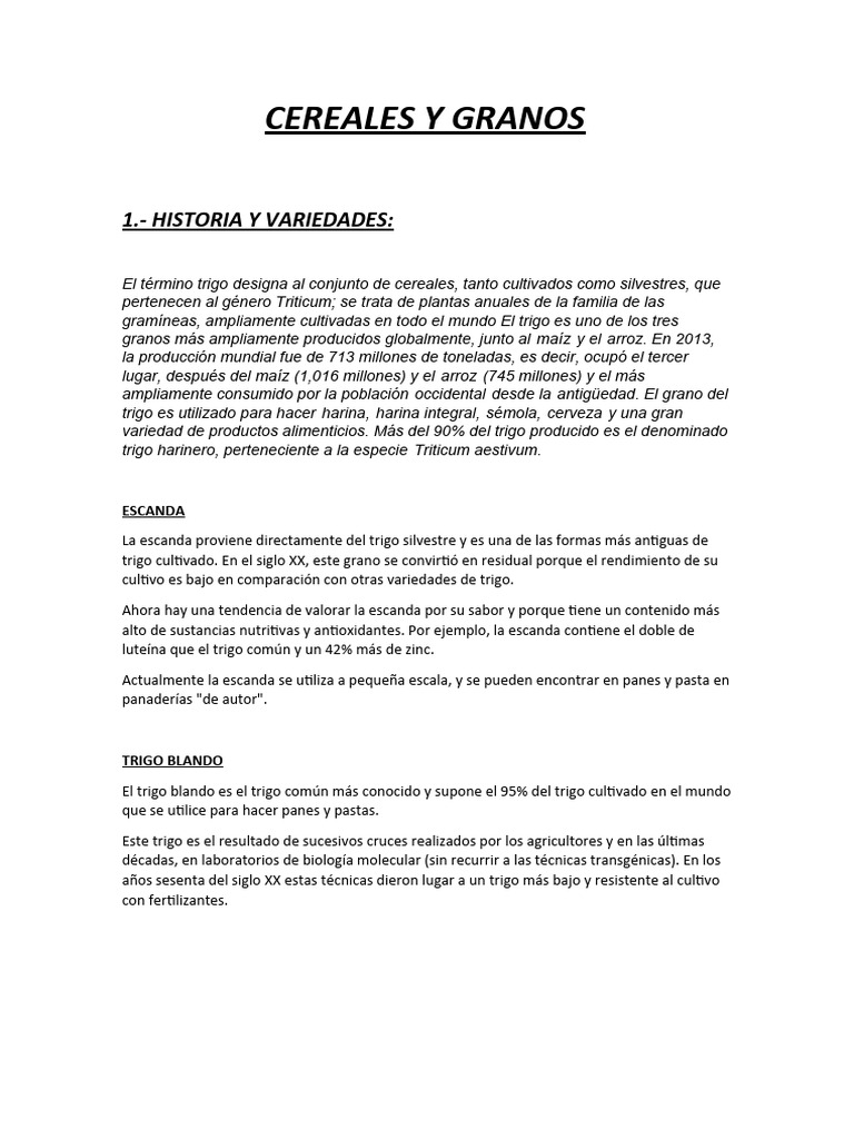 Variedades de Trigo y sus Usos | PDF | Trigo | Cereales