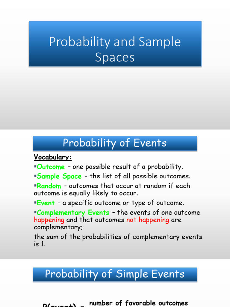 5 Prob and Sample Spaces | PDF | Probability | Statistical Theory