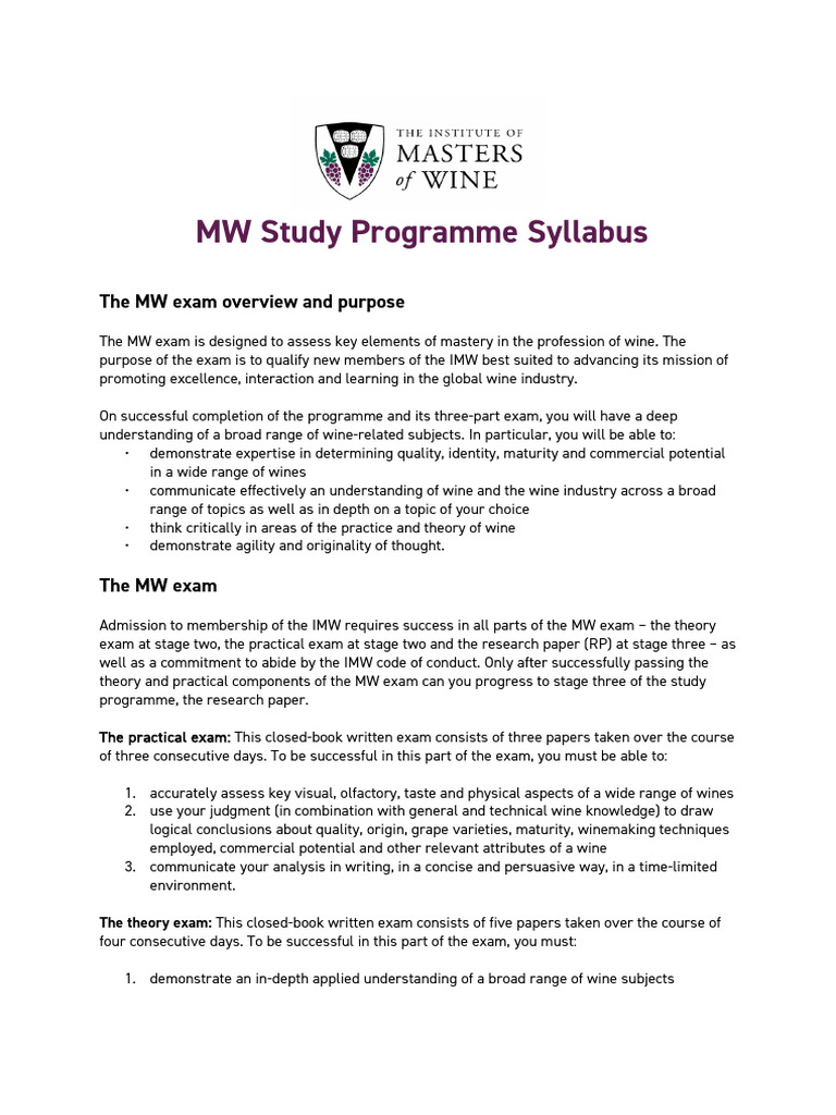 MW Syllabus | PDF | Fermentation In Winemaking | Winemaking