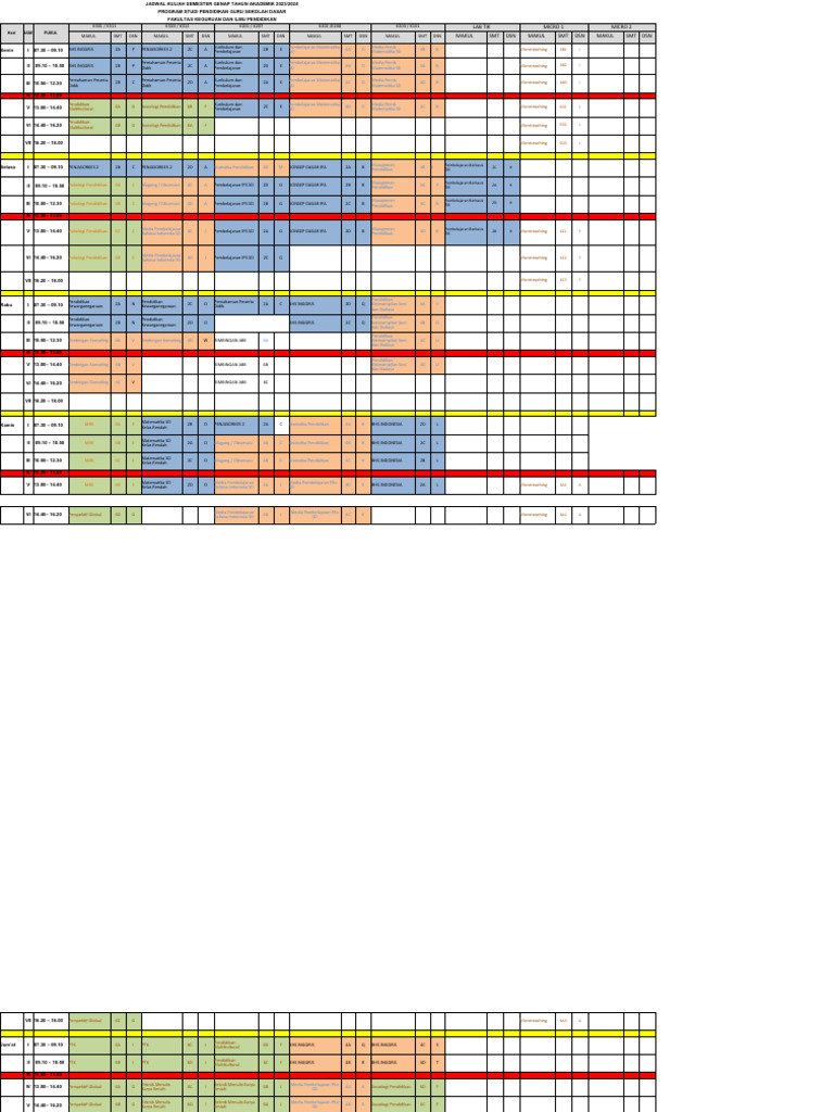 Jadwal Kuliah Genap 2023-2024 FIX | PDF