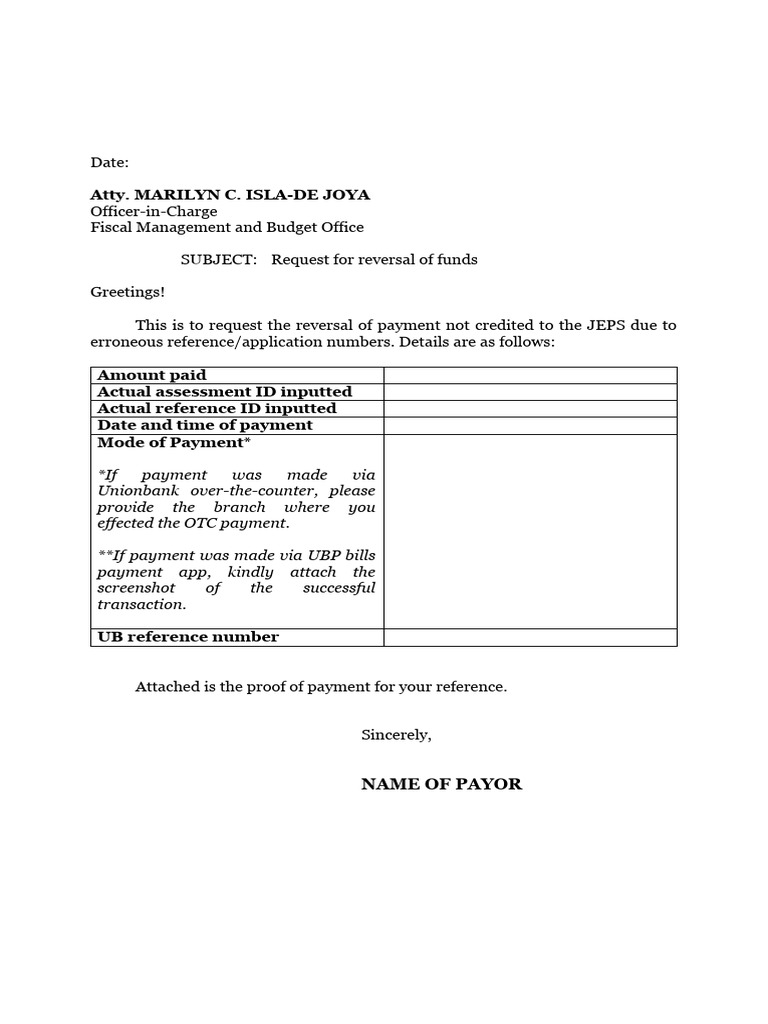 Request for Reversal | PDF