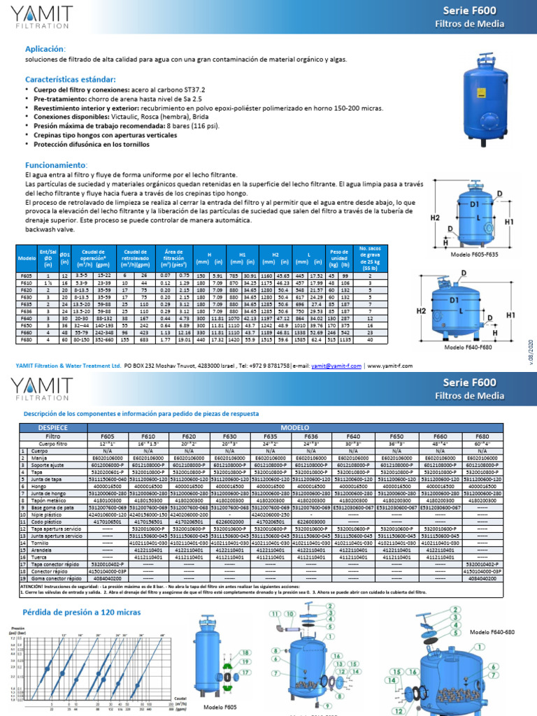 F600 Yamit Spanish DS | PDF | Filtración | Procesos industriales