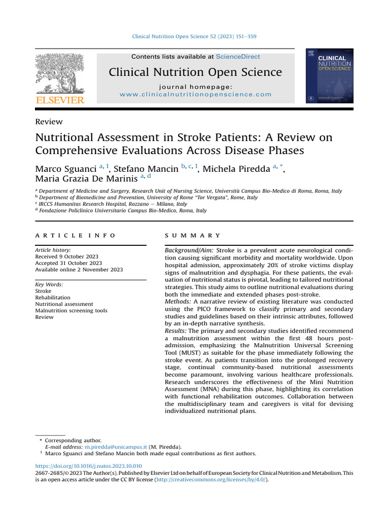 Penilaian Status Gizi Pdf Malnutrition Stroke