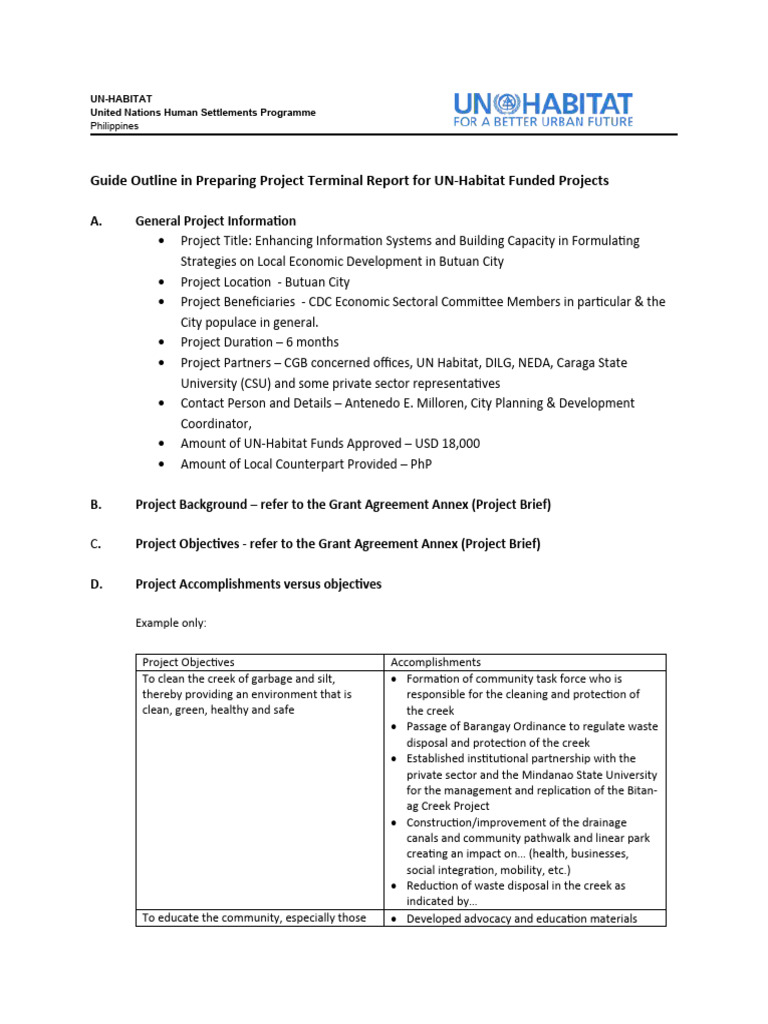 Project Report Guide for UN-Habitat | PDF | United Nations Human ...