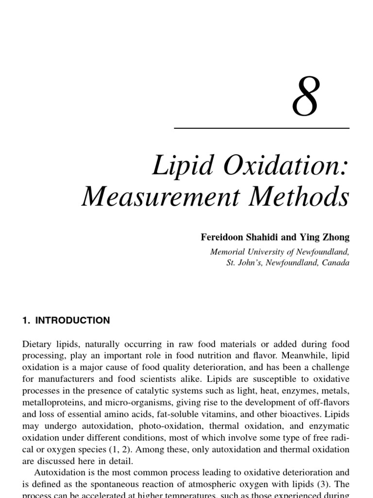 Lipid Oxidation Measurement Method | PDF | Differential Scanning ...
