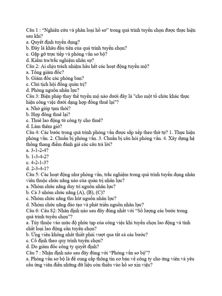 đề CHƯƠNG 4 QTNL | PDF