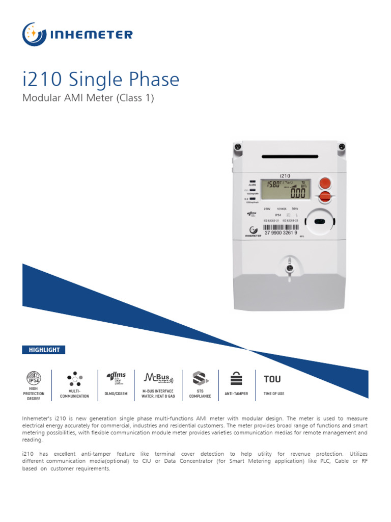 I210 Single Phase Smart Modular Meter | PDF | Computer Engineering ...