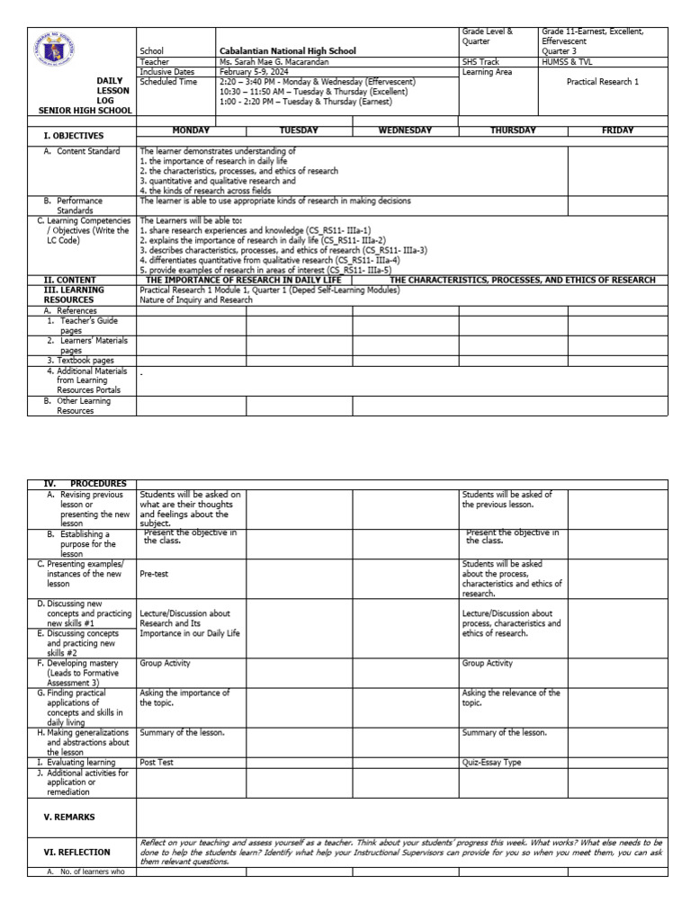DLL-PR1 - 4THQ | PDF | Learning | Educational Assessment