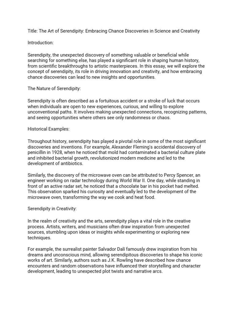 Title - The Art of Serendipity - Embracing Chance Discoveries in ...