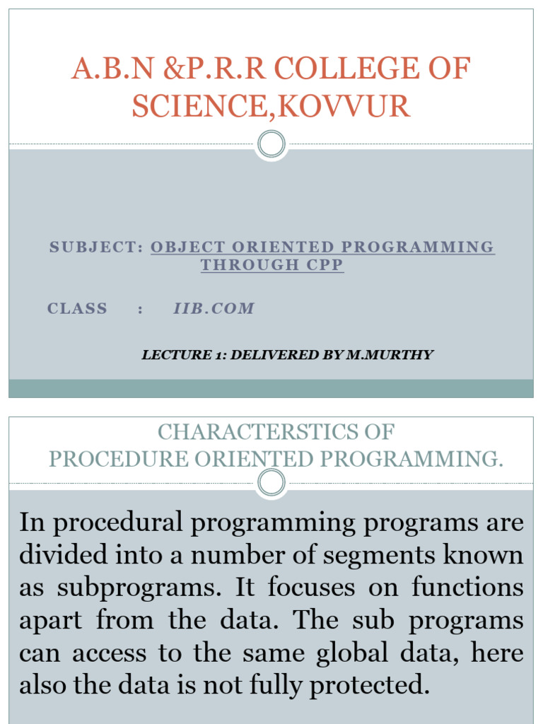 1basic Concepts Of Oop Pdf Inheritance Object Oriented Programming Class Computer