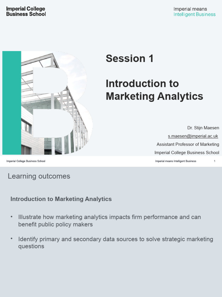 Session 1 - Introduction To Marketing Analytics | PDF | Analytics | Marketing