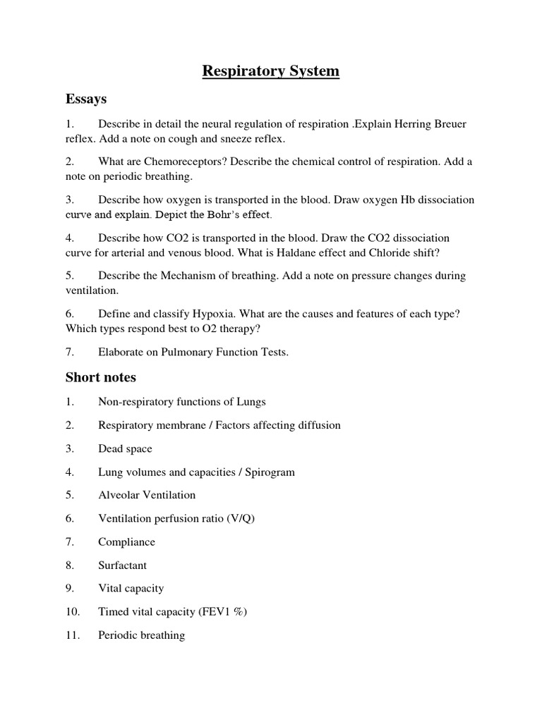 Respiratory System: Essays | PDF | Foreign Language Studies | Science ...