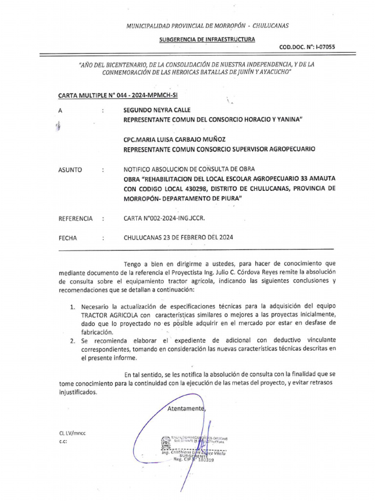 CARTA MULTIPLE N° 044-2024 | PDF