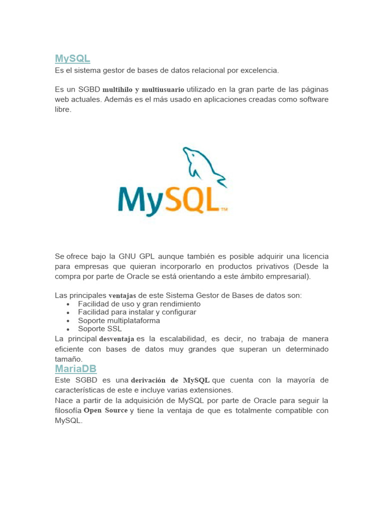 My SQL | Descargar gratis PDF | Mi sql | Bases de datos