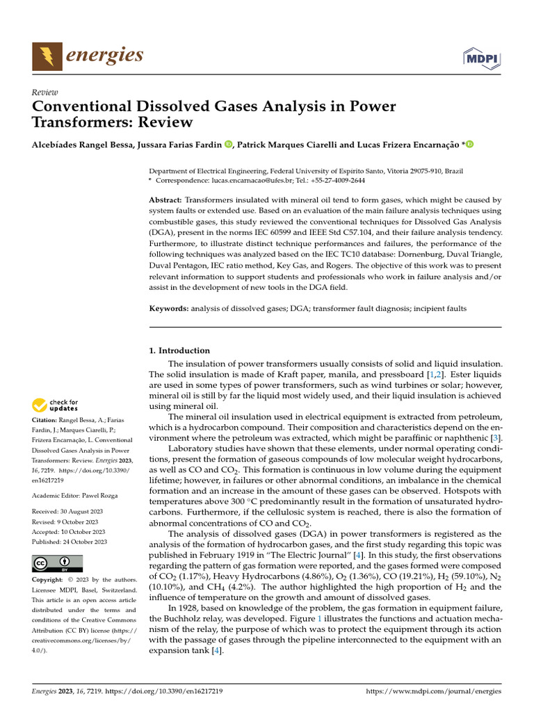 Conventional Dissolved Gases Analysis in | PDF | Carbon Dioxide ...
