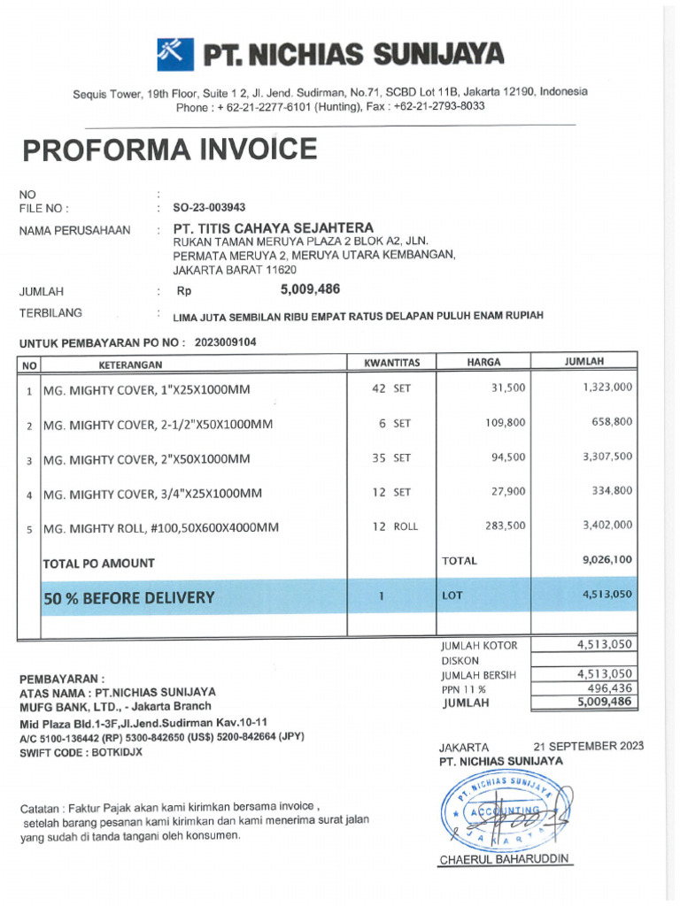 Proforma Before Delivery | PDF