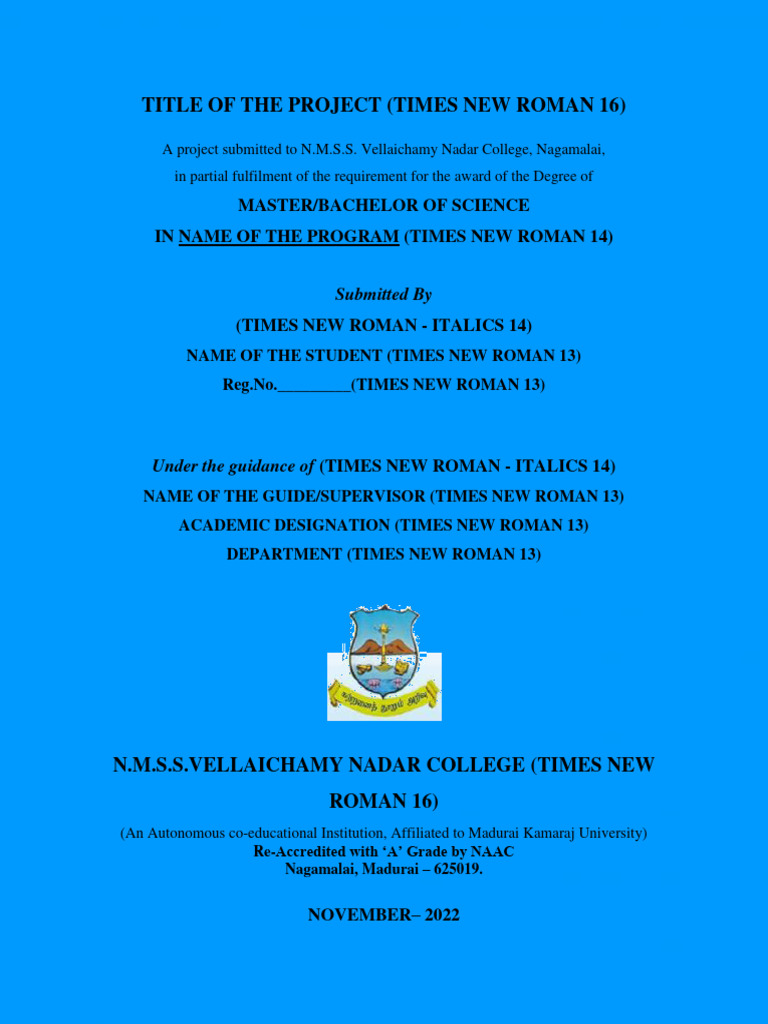 Project Submission Guidelines for N.M.S.S. College | PDF | Thesis | Educational Assessment And ...