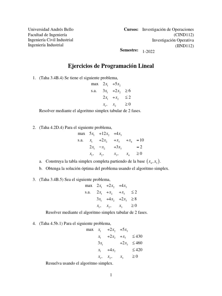 Guia de ejercicios 2 IOp 1-2022 | PDF | Programación lineal | Programación de computadoras