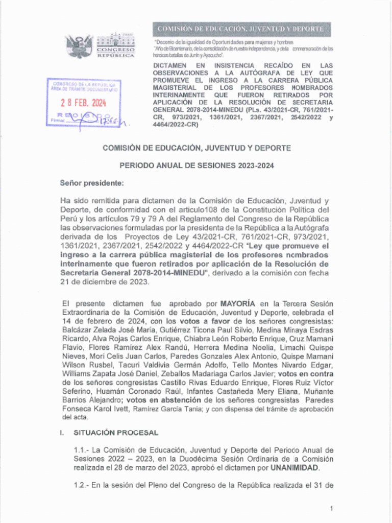 Análisis de observaciones formuladas por el Ejecutivo | PDF