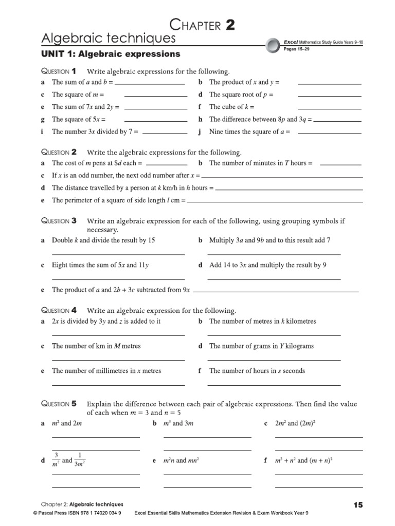 Algebra Extension Revision | PDF