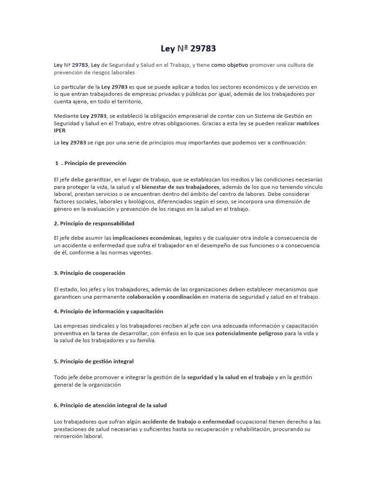 Ley 29783 | PDF | Seguridad y salud ocupacional | Business
