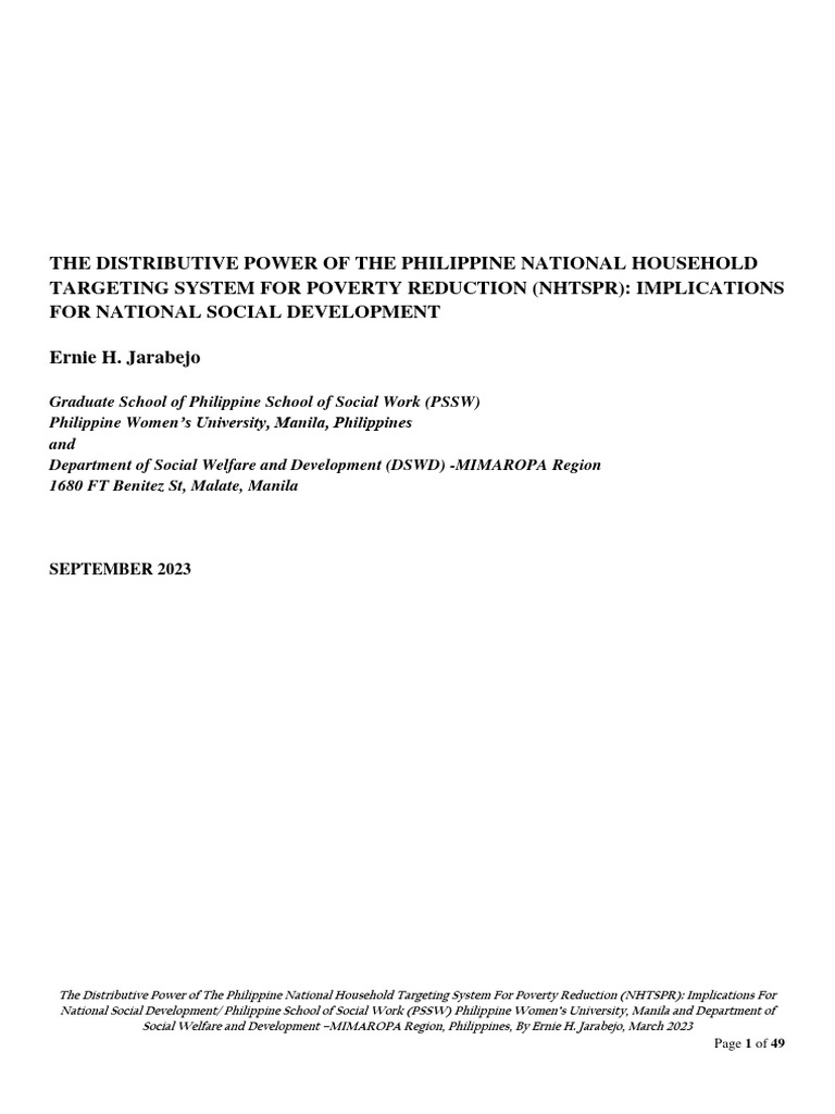 The Distributive Power of The Philippines National Household Targeting ...