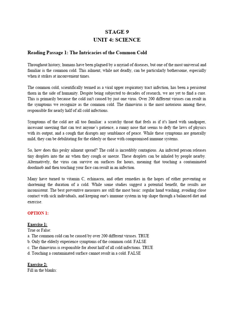 STAGE 9 - Unit 4 - Reading Passage 1 - The Intricacies of The Common ...