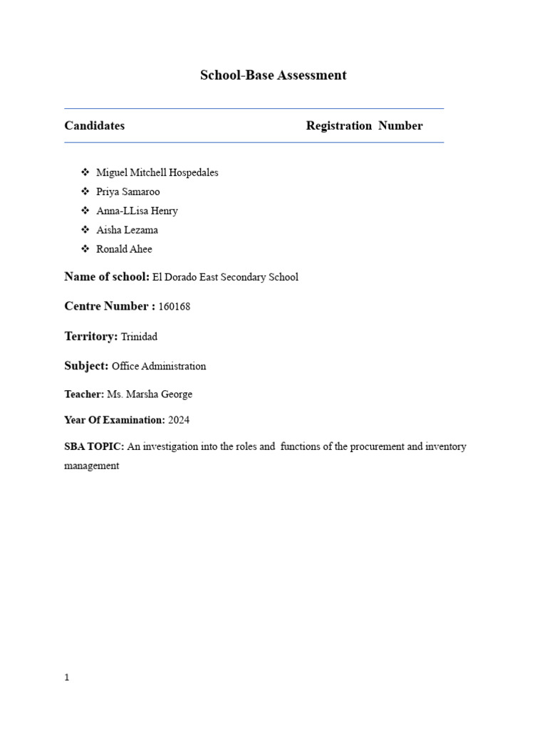 Office Administration SBA | PDF | Procurement | Questionnaire