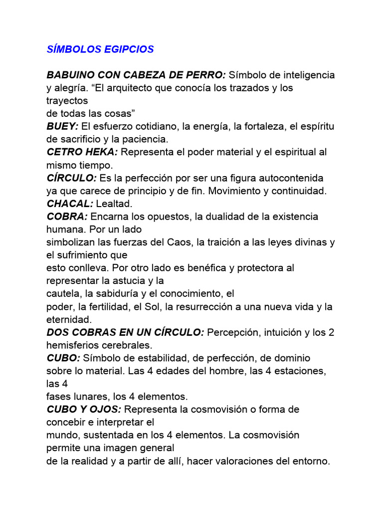 SÍMBOLOS EGIPCIOS .Babuino.buey.Cetro Heka.circulo.chacal.cobra.dos ...