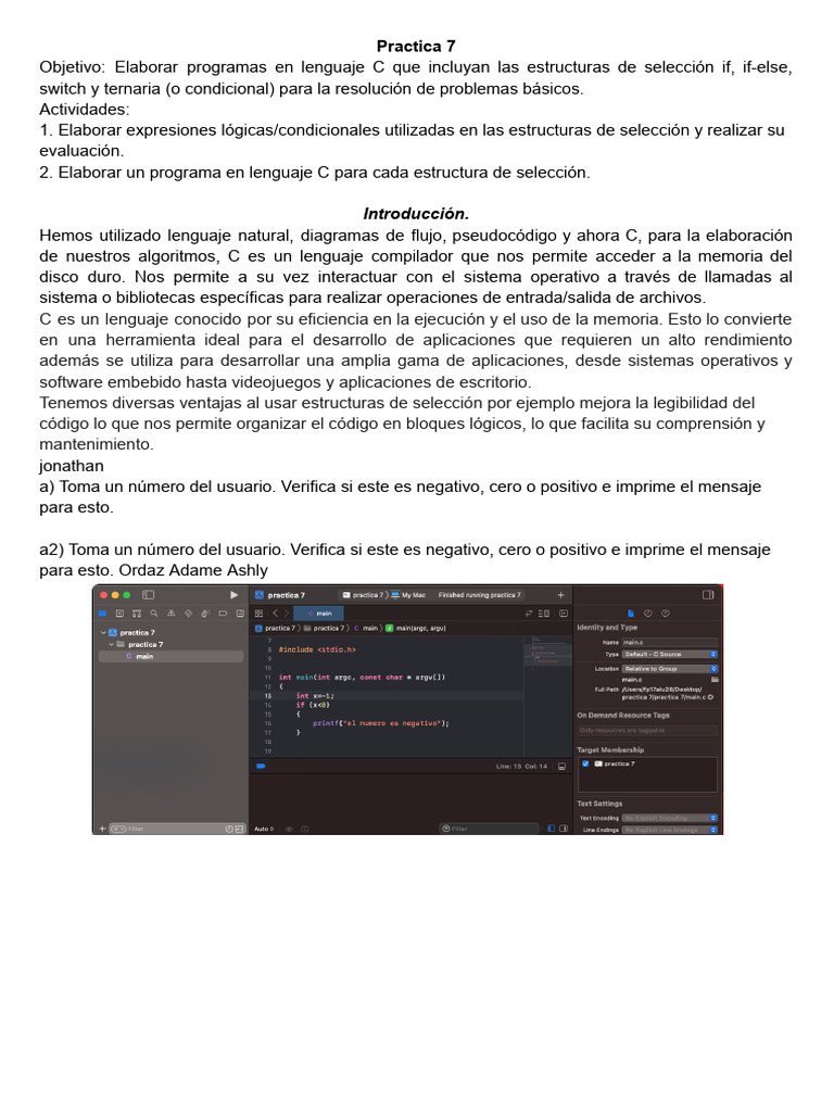 Programación en C: Estructuras de Selección | PDF | Lenguaje de programación | Programa de ...