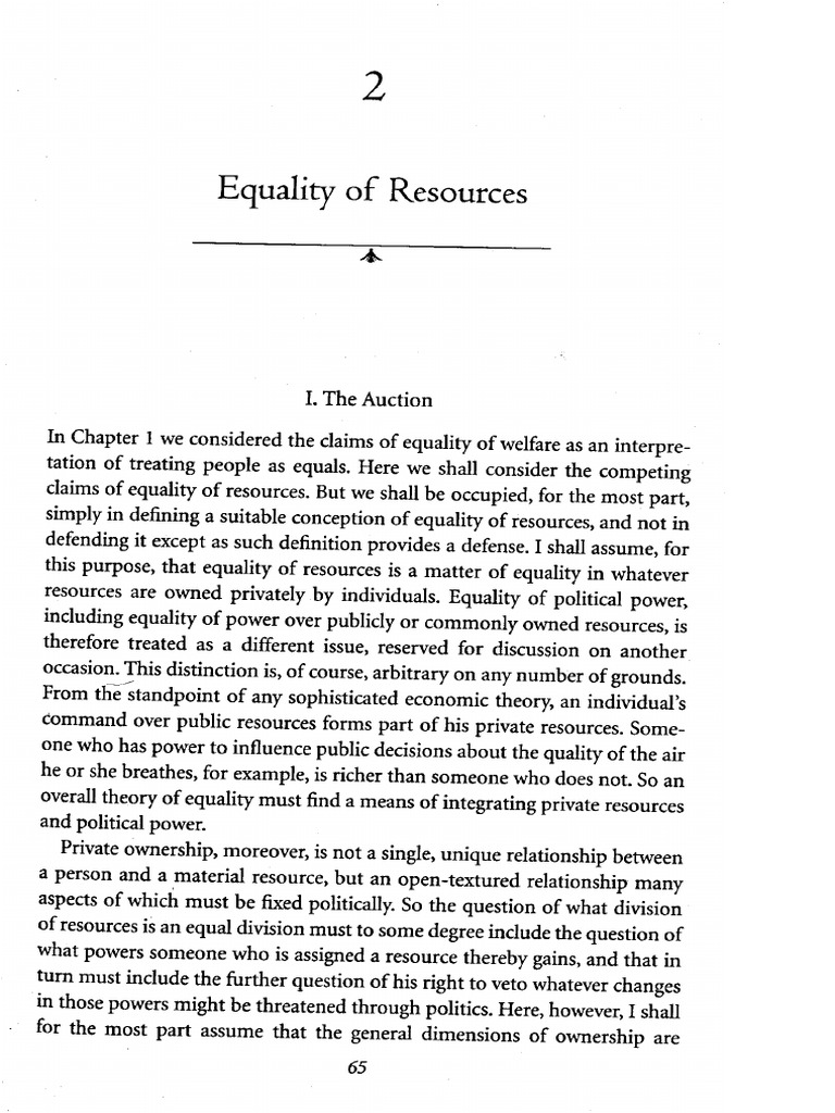 7 - Ronald Dworkin - Equality of Resources | PDF