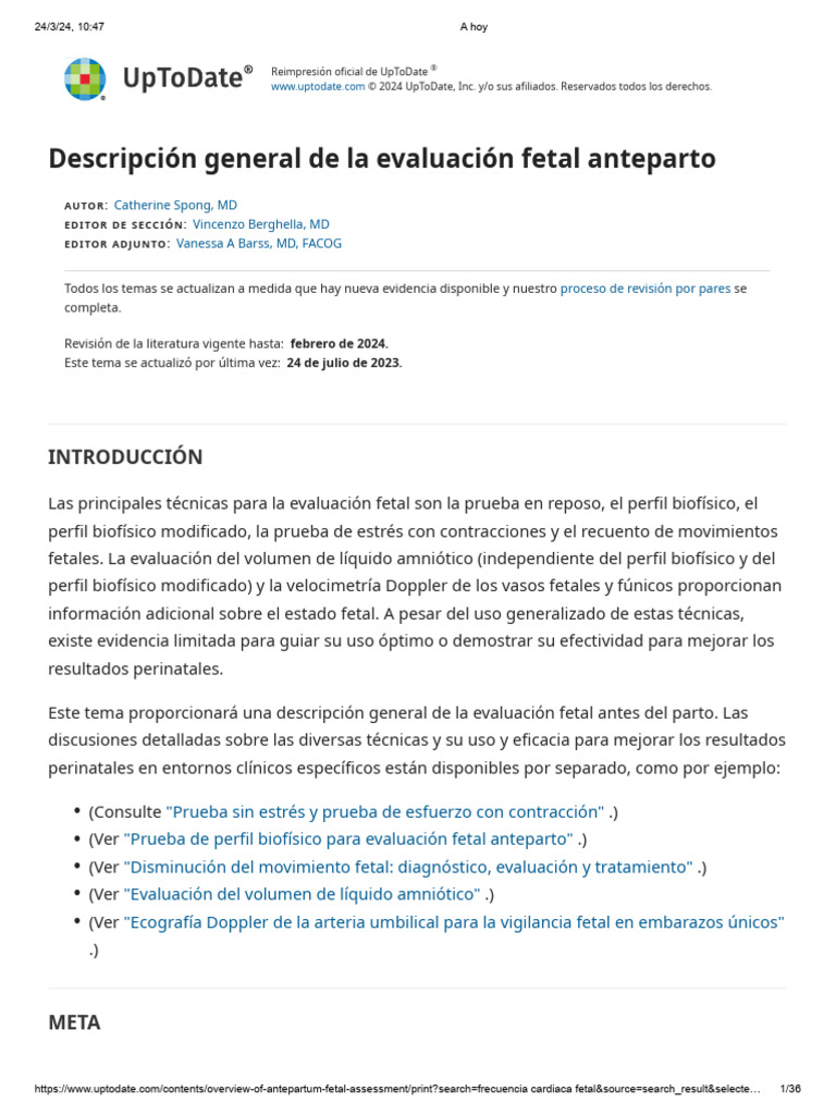 Vigilancia Fetal Anteparto | PDF | El embarazo | Feto