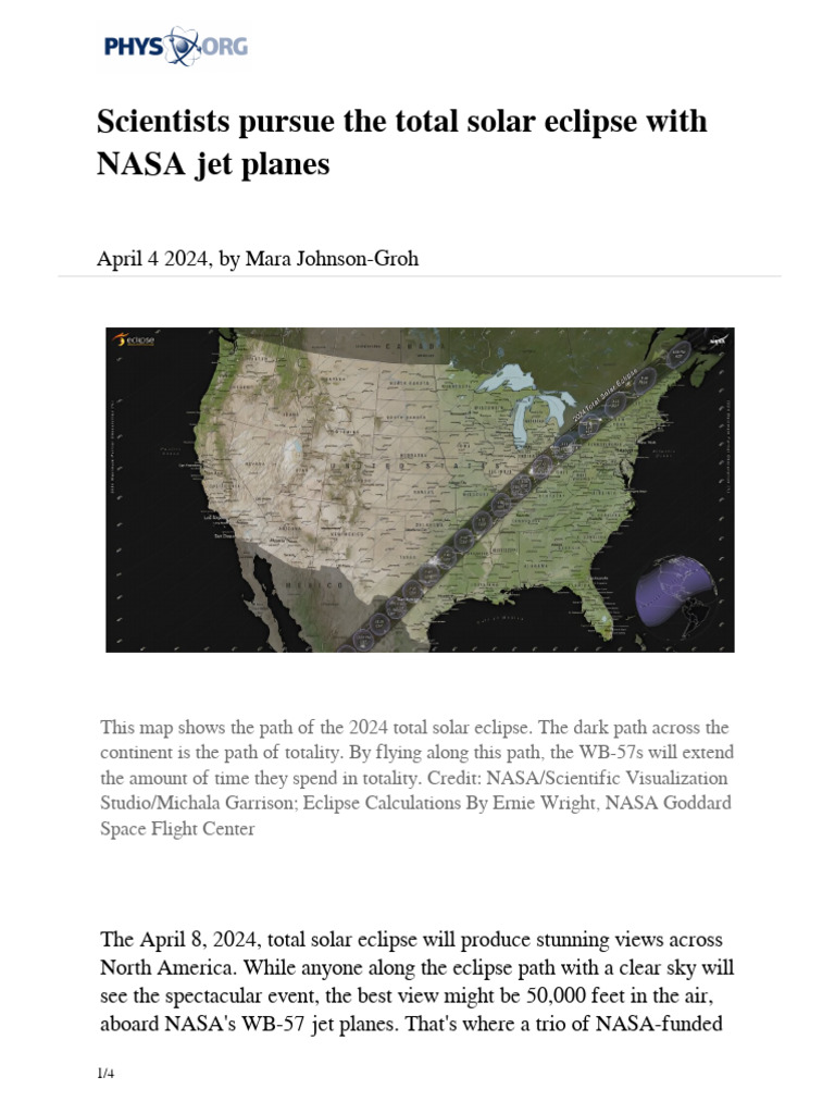 2024-04-scientists-pursue-total-solar-eclipse | PDF | Solar Eclipse | Sun