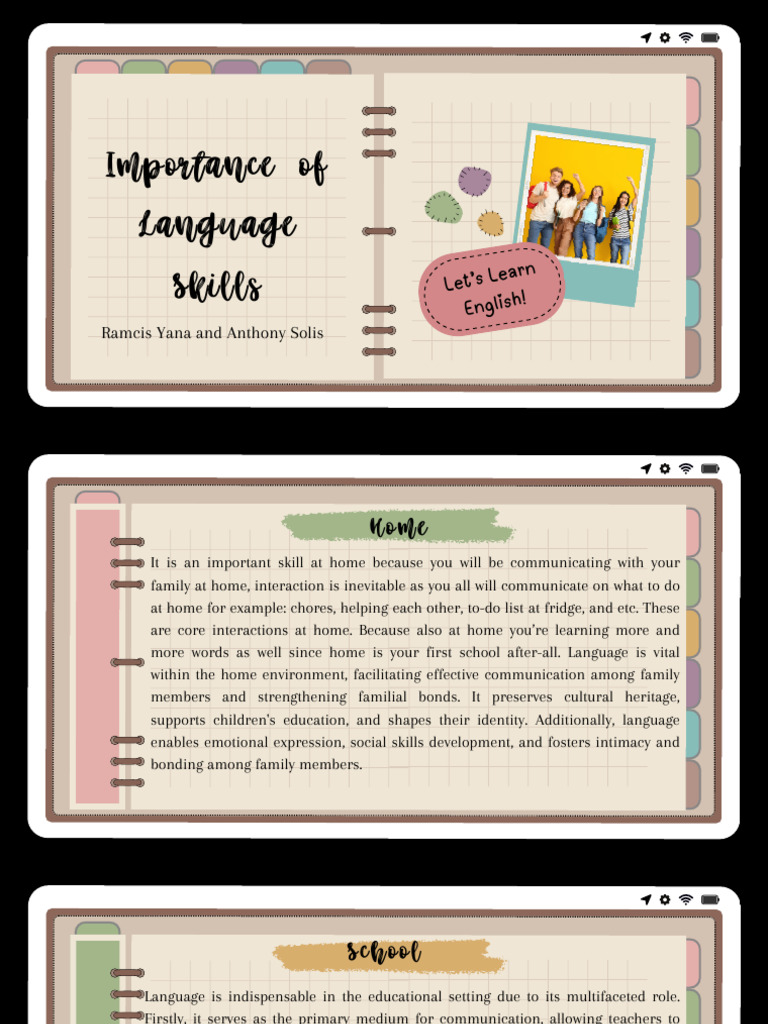 Yana and Solis - Importance of Language Skills | PDF | Thought | Communication