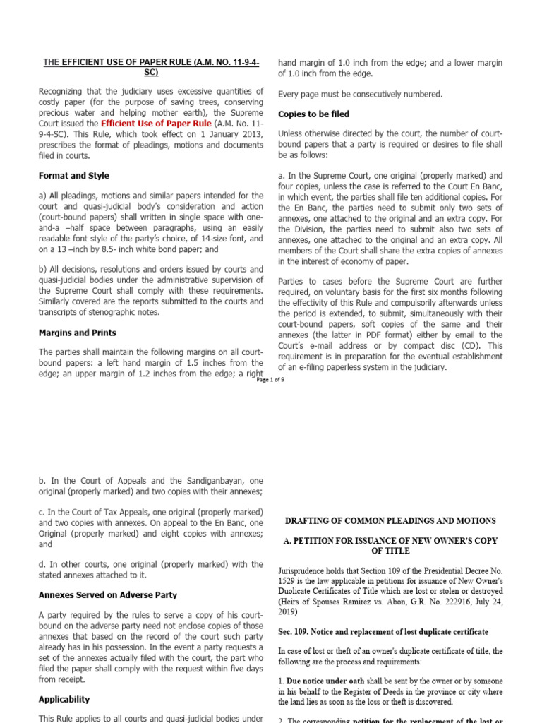 Efficient Use of Paper Rule Guide | PDF | Mortgage Law | Title (Property)