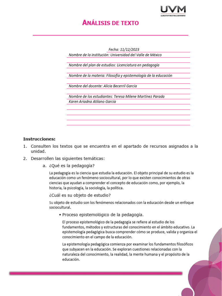 Tarea Uvm | PDF | Pedagogía | Conocimiento