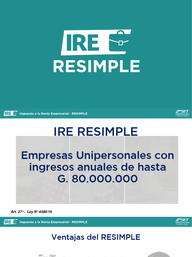 Presentación Ire Resimple | PDF | Pagos | Economias