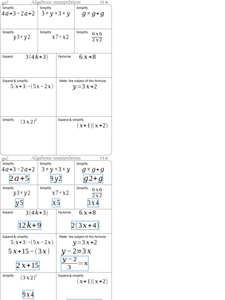 GCSE Algebraic Manipulation Foundation 1A | PDF | Mathematics | Algebra