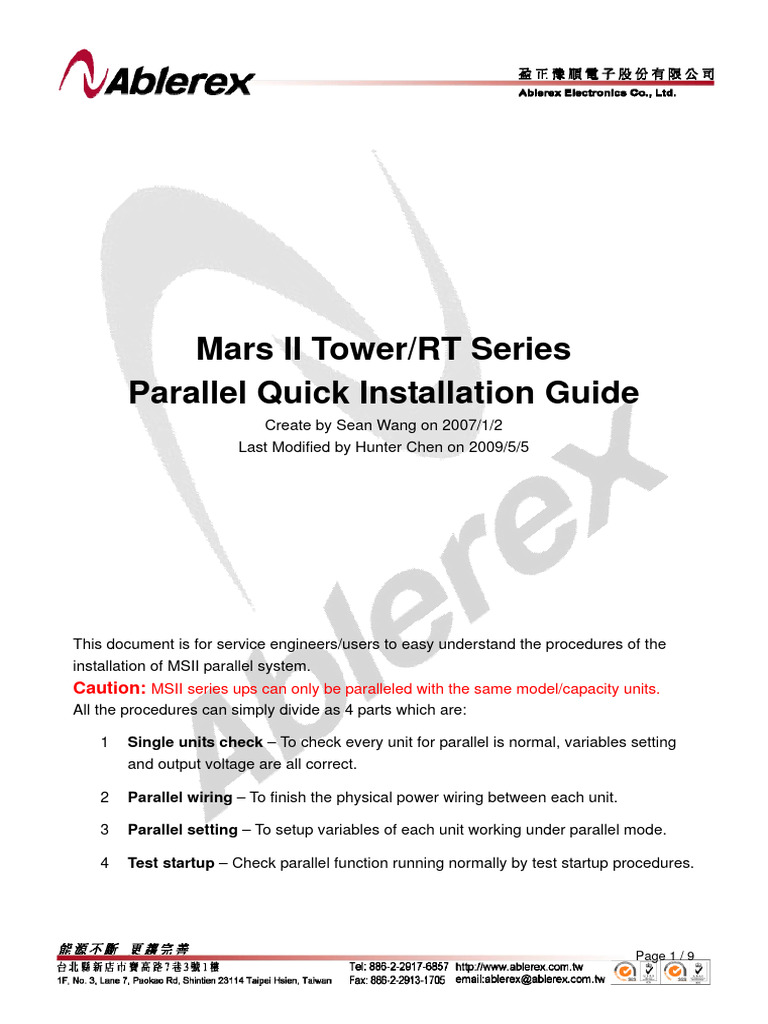 MSII 6-10K Parallel Quick Installation Guide | PDF | Power Inverter | Alternating Current