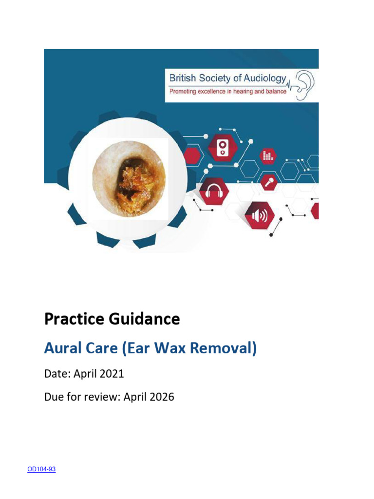 OD104 93 BSA Practice Guidance Aural Care Ear Wax Removal | Download ...