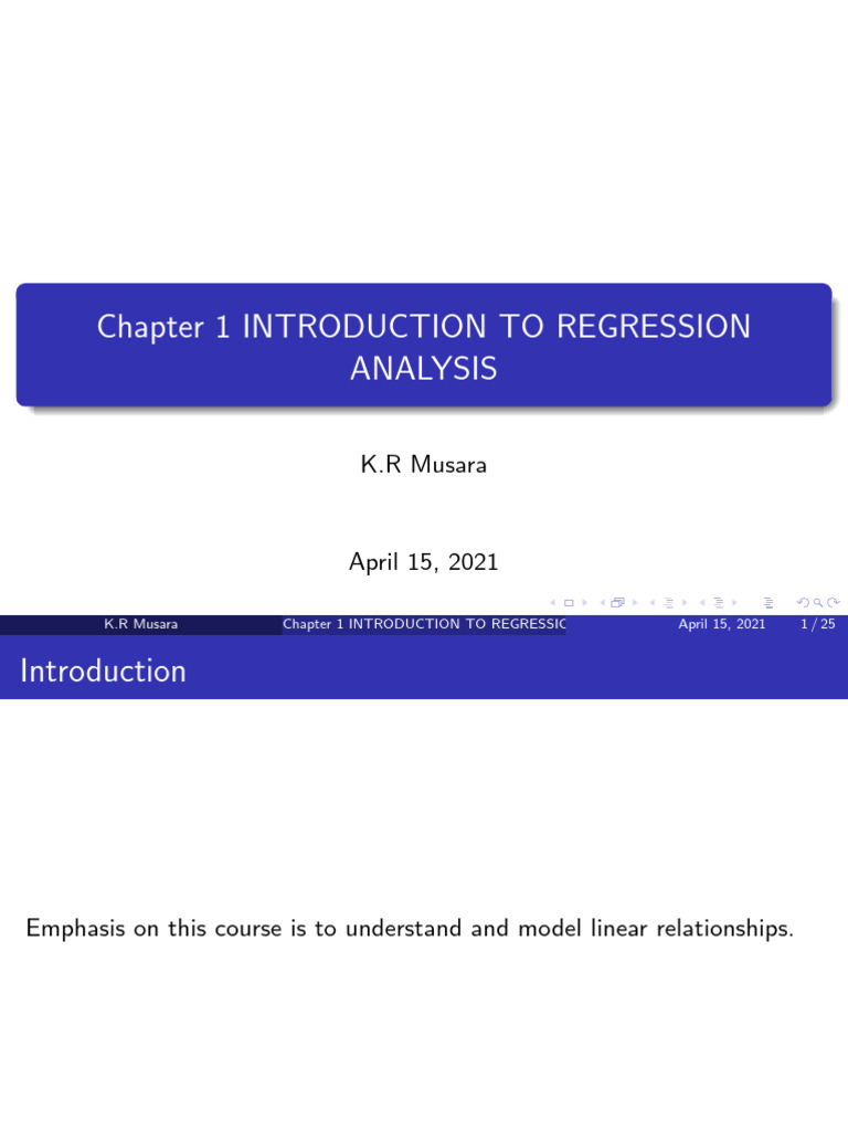 Chapter 1 - Presentation-1 | PDF | Dependent And Independent Variables | Linear Regression