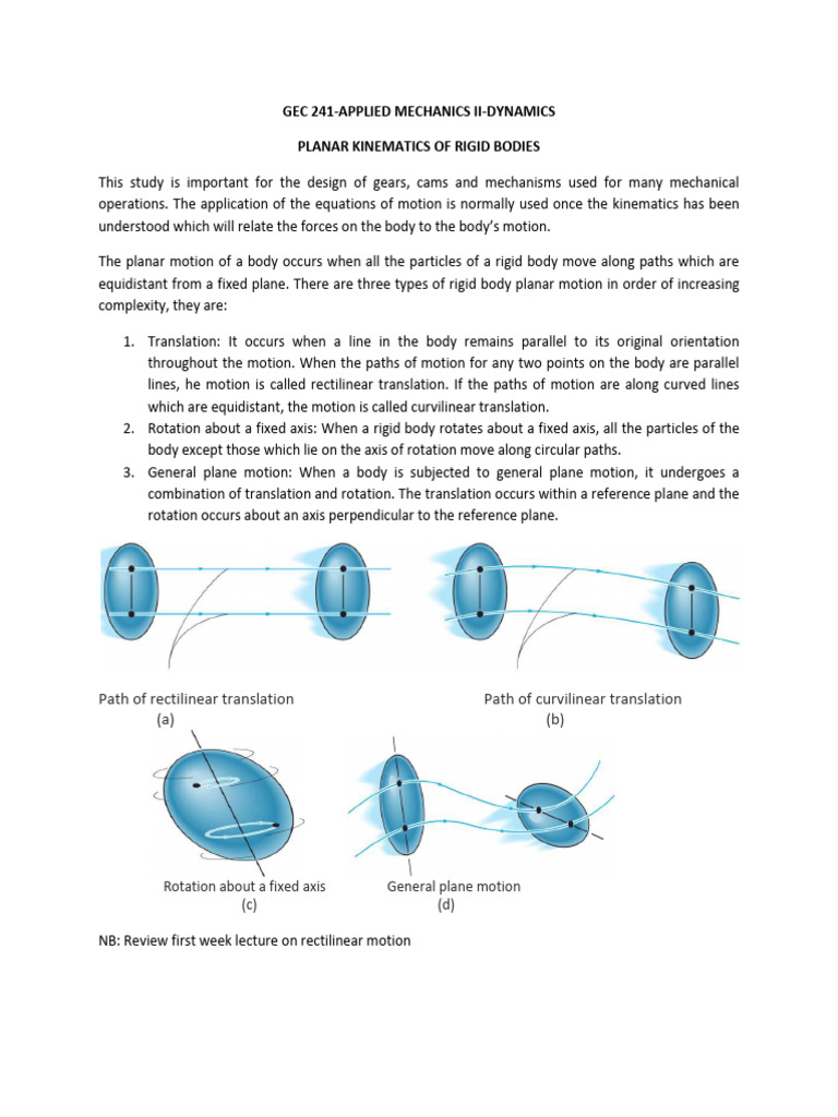 GEC 241 Week 7 Note | PDF | Rotation | Acceleration