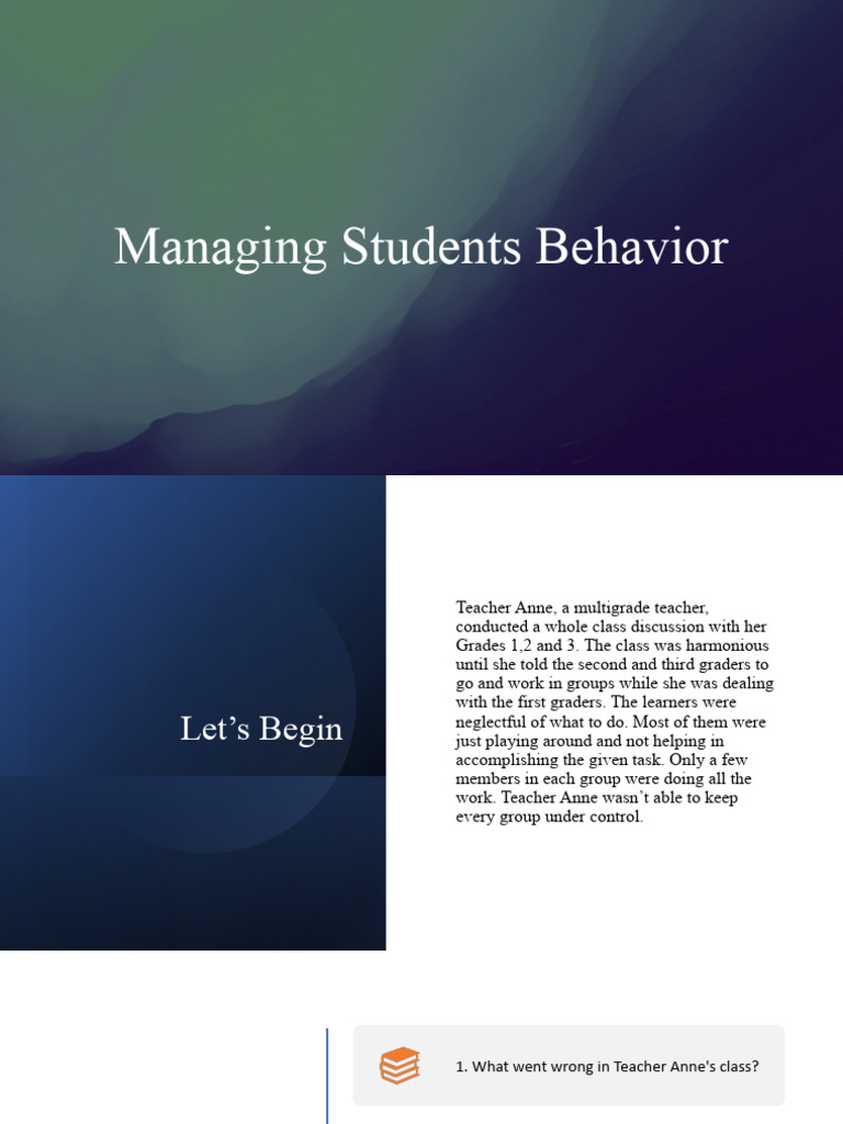 Managing Students Behavior | PDF | Learning | Classroom Management